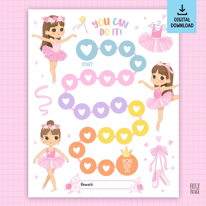 Printable Ballerina Reward Chart, Ballerina Behavior Chart, Toddler ...