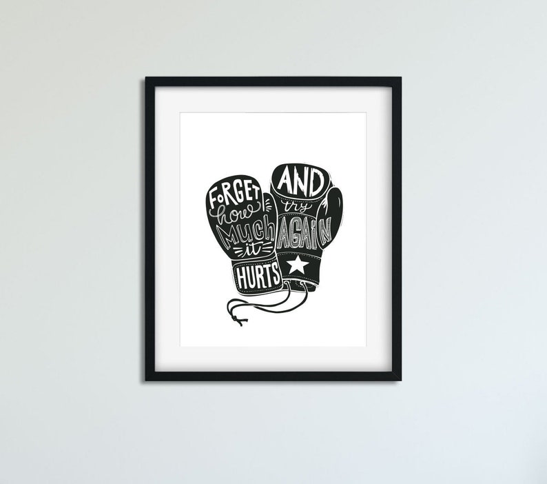 Boxing Gloves Motivation Poster Print. Boxer Printable | Etsy