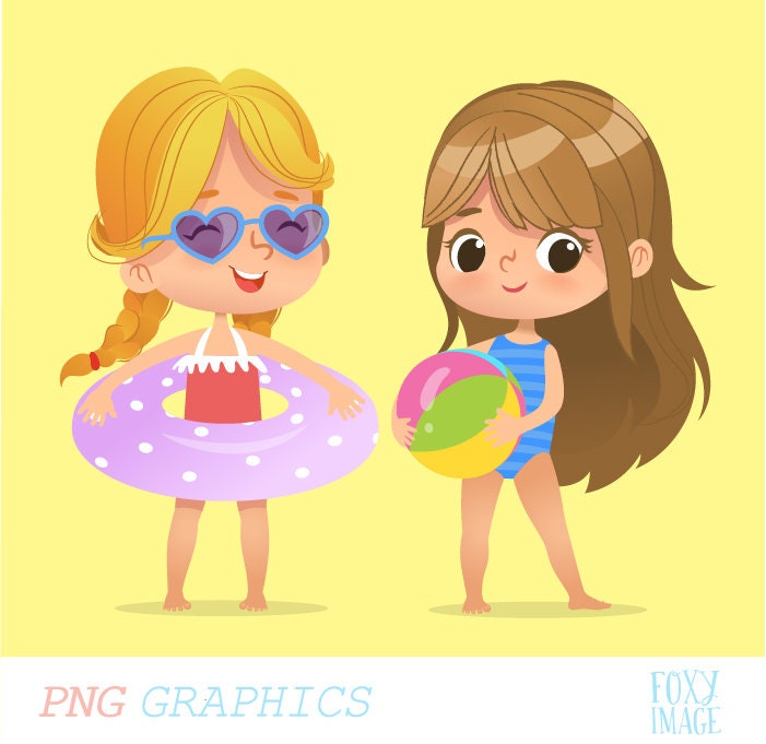 Pool Party Kids, Happy Birthday, Boys and Girls, Pool Party Clipart ...