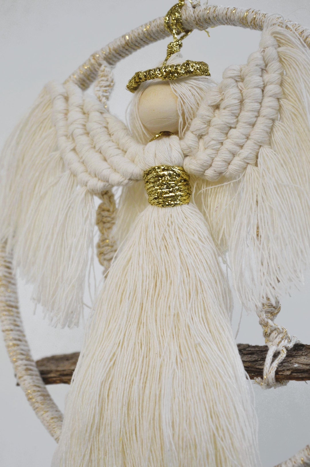 Macrame Angel. Angel on a Swing, White Guardian Angel. Wall Hanging ...
