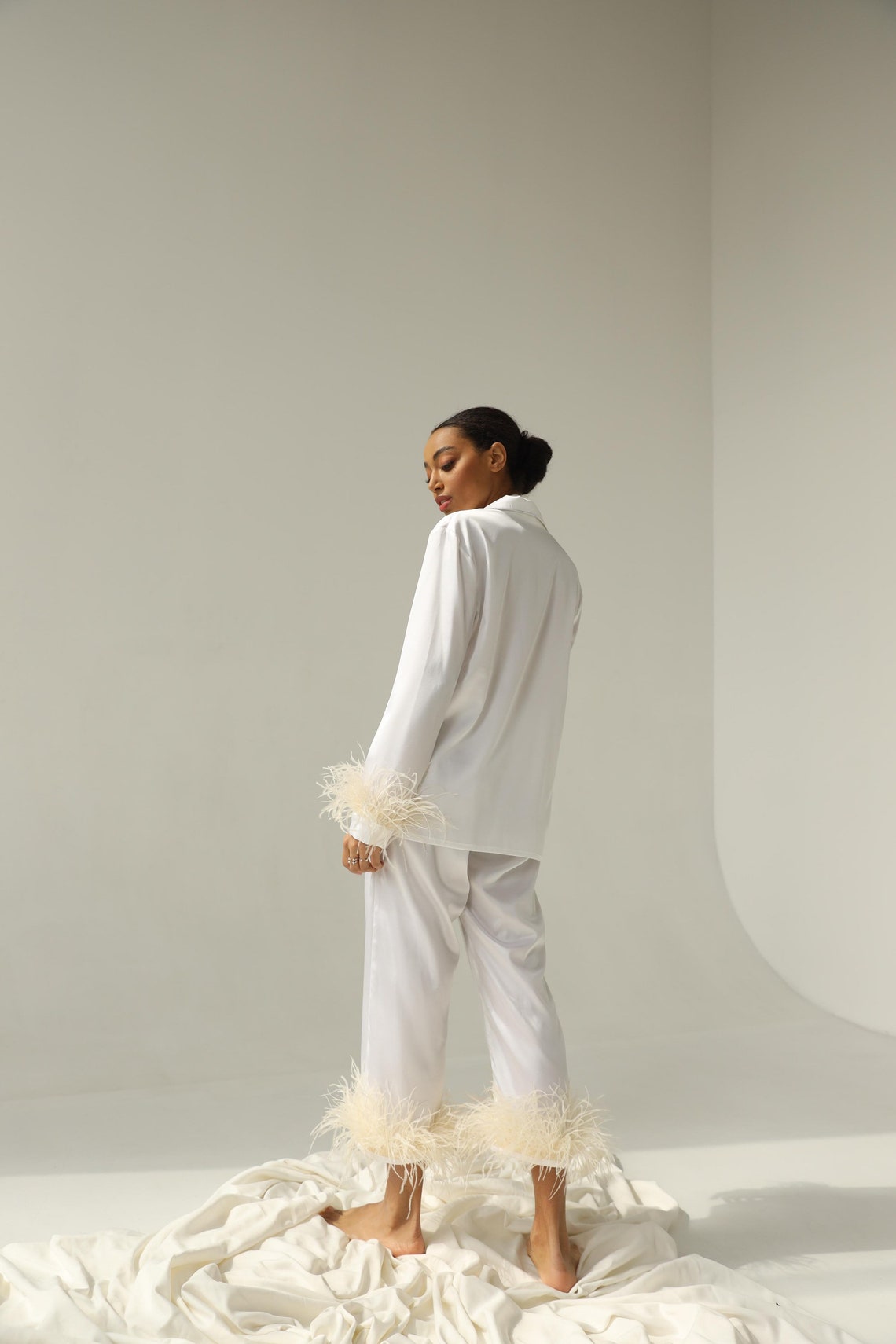 White Bride Pajama Set Bridesmaid Pajama Set Pure Silk Pajamas Etsy
