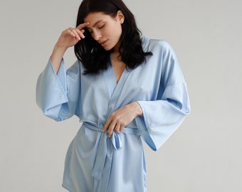 Blue Silk Robe - Etsy