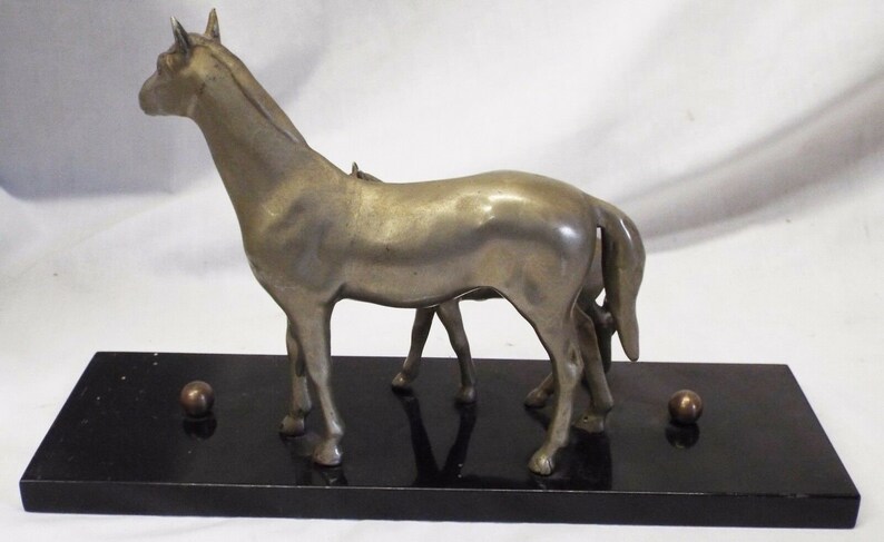 Old Antique Metal HORSE W/ COLT STATUE on Heavy Base Western - Etsy