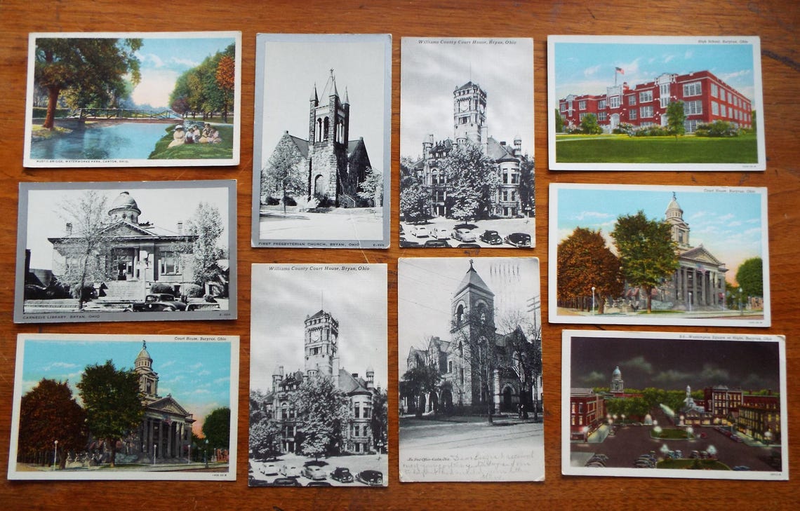 HUGE Lot of 344 Old Antique Assorted OHIO POSTCARDS Findlay Dayton ...