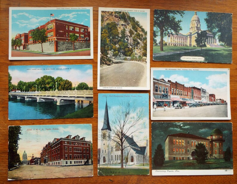 Lot of 71 Old Antique Assorted KANSAS POSTCARDS Topeka Wichita Great ...
