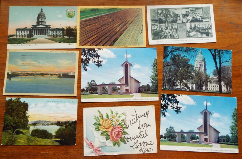 Lot of 71 Old Antique Assorted KANSAS POSTCARDS Topeka Wichita Great ...