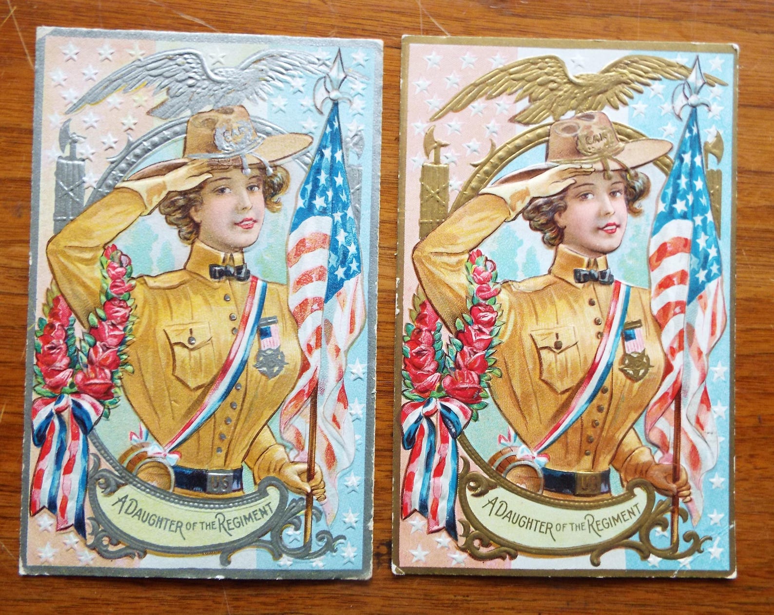 2 Old Antique GAR Daughters of the Regiment POSTCARDS Patriotic ...
