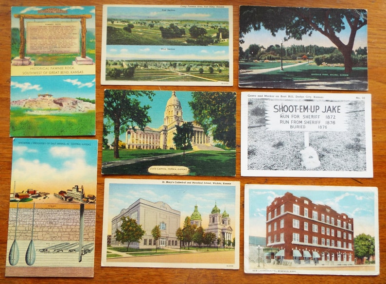 Lot of 71 Old Antique Assorted KANSAS POSTCARDS Topeka Wichita Great ...