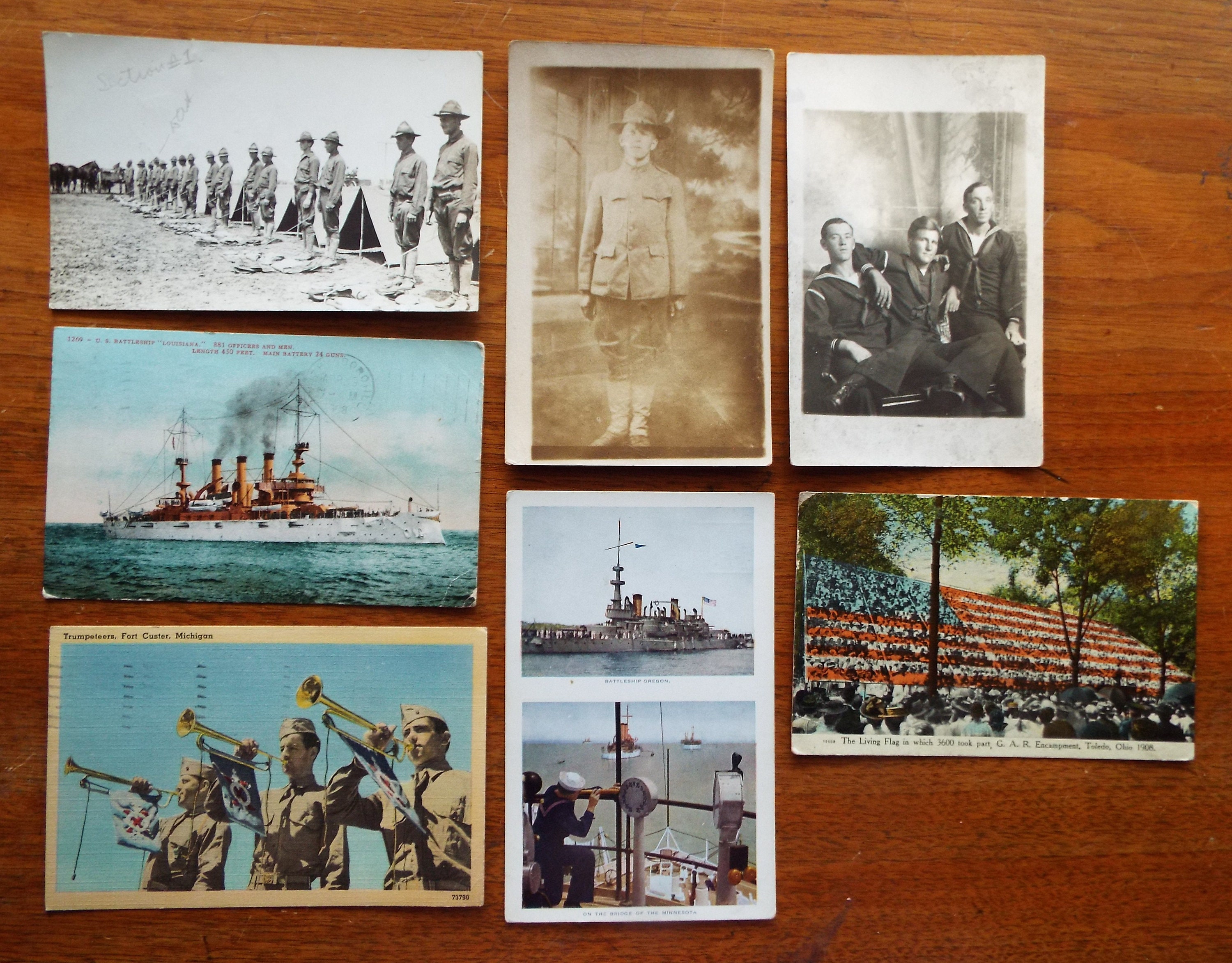 Lot of 7 Antique Military Postcards WWII WWI Fort Custer Real Photo ...