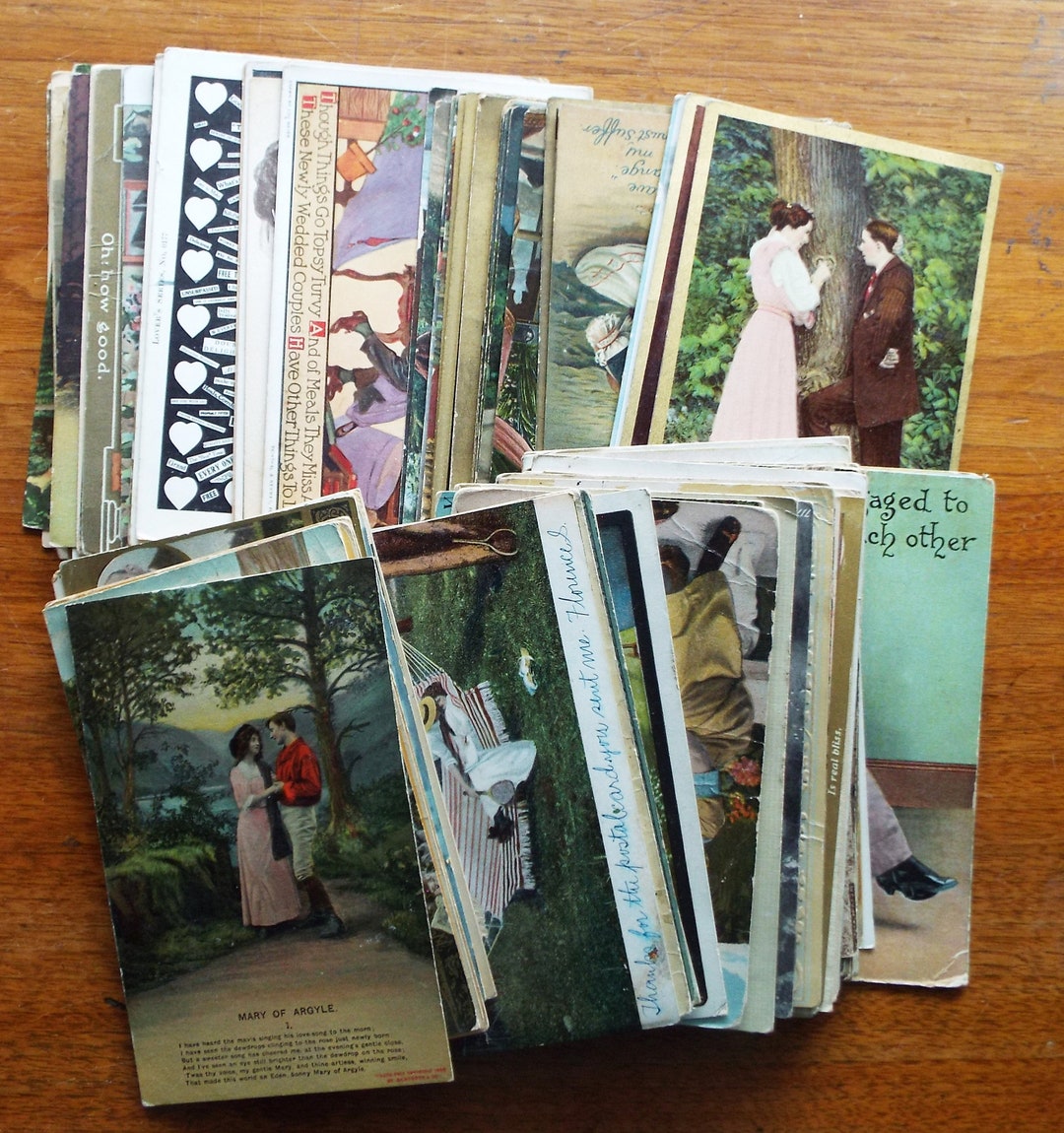 Lot of 93 Old Antique ROMANCE POSTCARDS Love Couples Sweet - Etsy