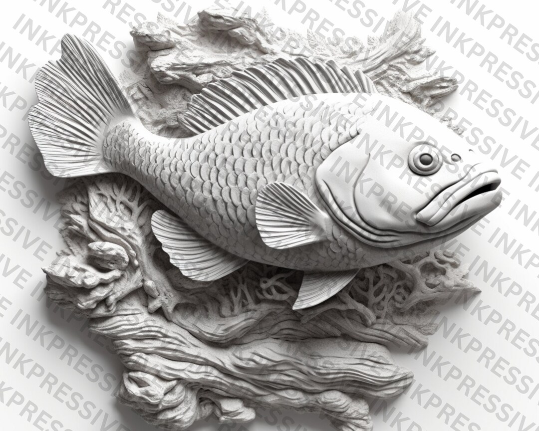Bass Fish Laser Engraving PNG File - High-quality Design - Etsy