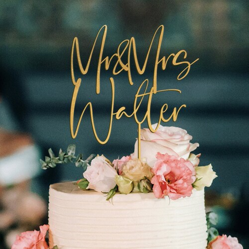 Gold Cake Topper for Wedding Personalized Cake Topper Rustic - Etsy