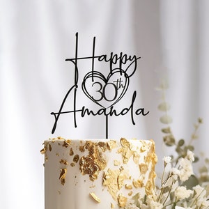 Happy 30th Birthday Cake Topper, Happy Birthday Cake Topper, Custom ...