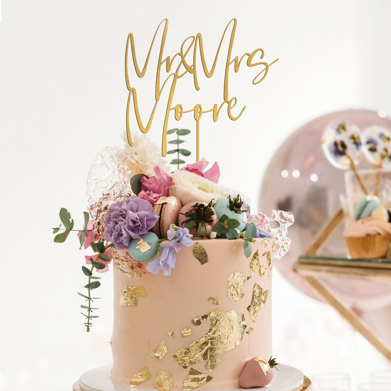 Gold Cake Topper for Wedding Personalized Cake Topper Rustic - Etsy