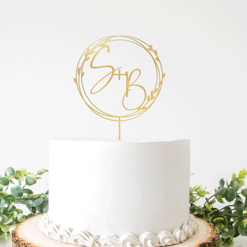 Gold Monogram Wedding Cake Topper Personalizedcustom Initials | Etsy