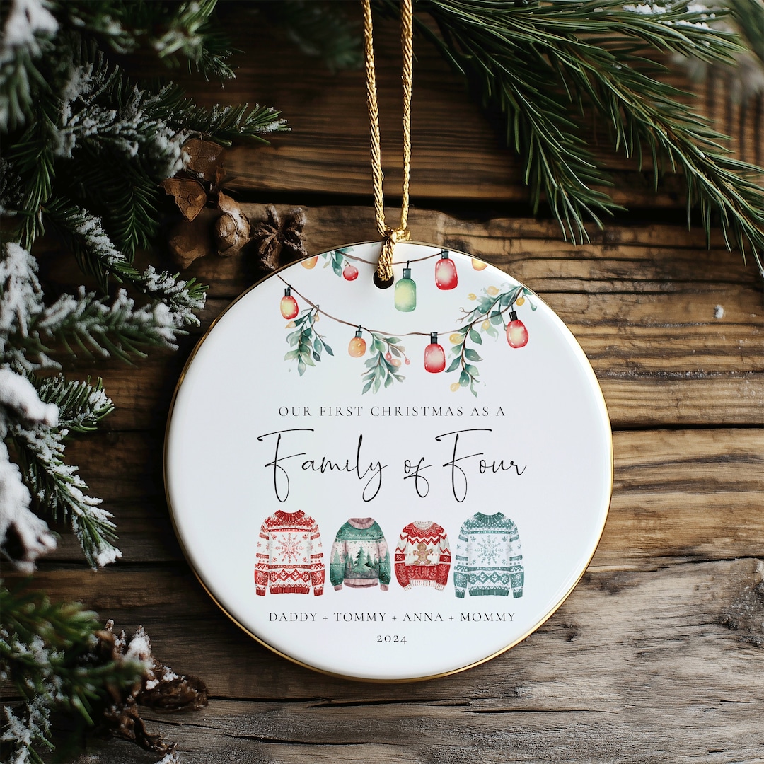 Personalized Family Christmas Gift, Family of Four Christmas Ornament ...