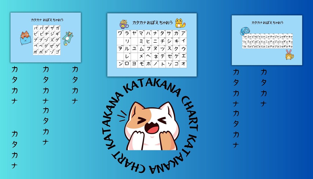 Printable Katakana Poster, Kawaii Katakana, Learning Japanese, Japanese ...