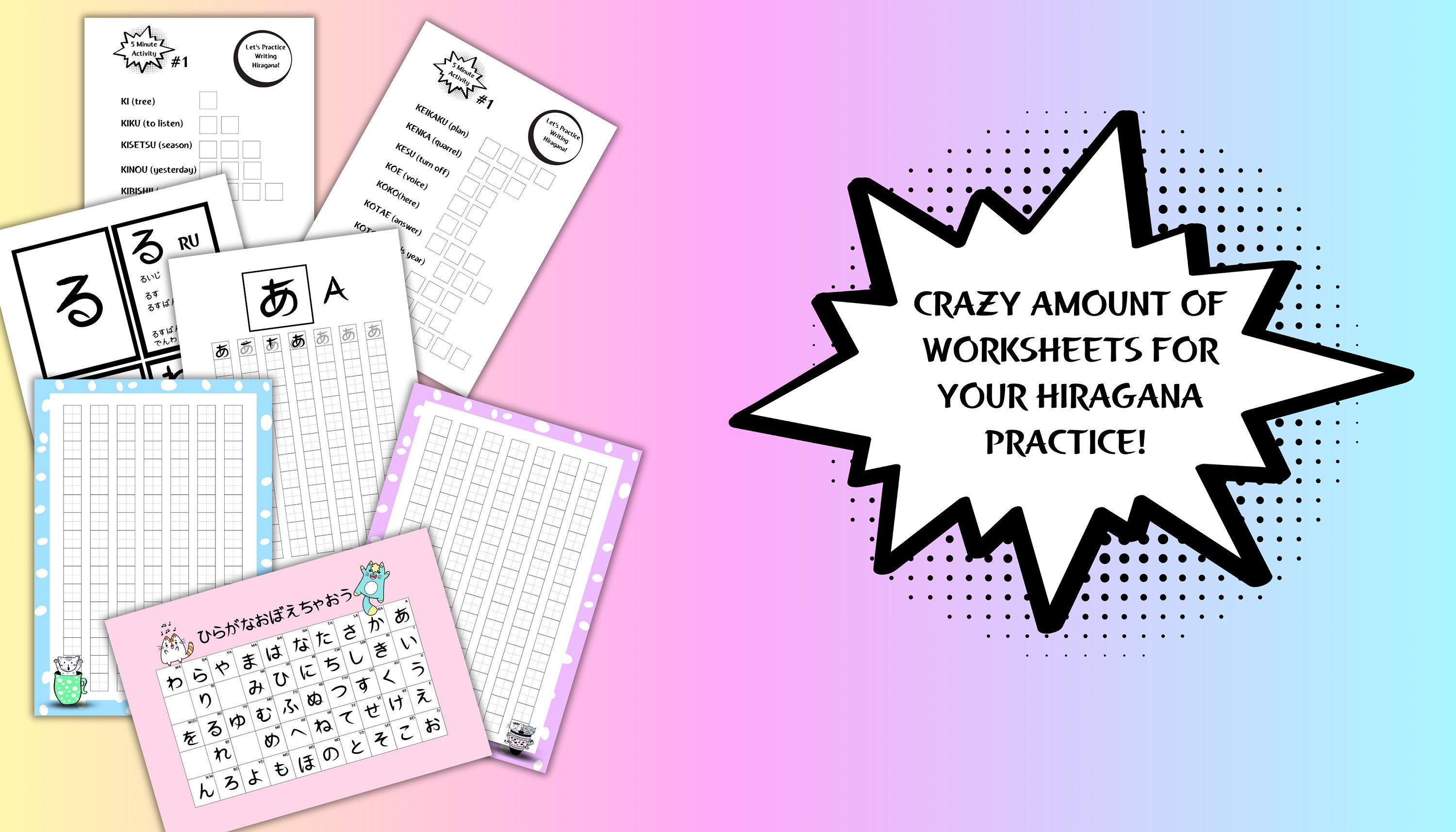 Hiragana for Beginners Bundle, Learn Japanese, Japanese Worksheets ...