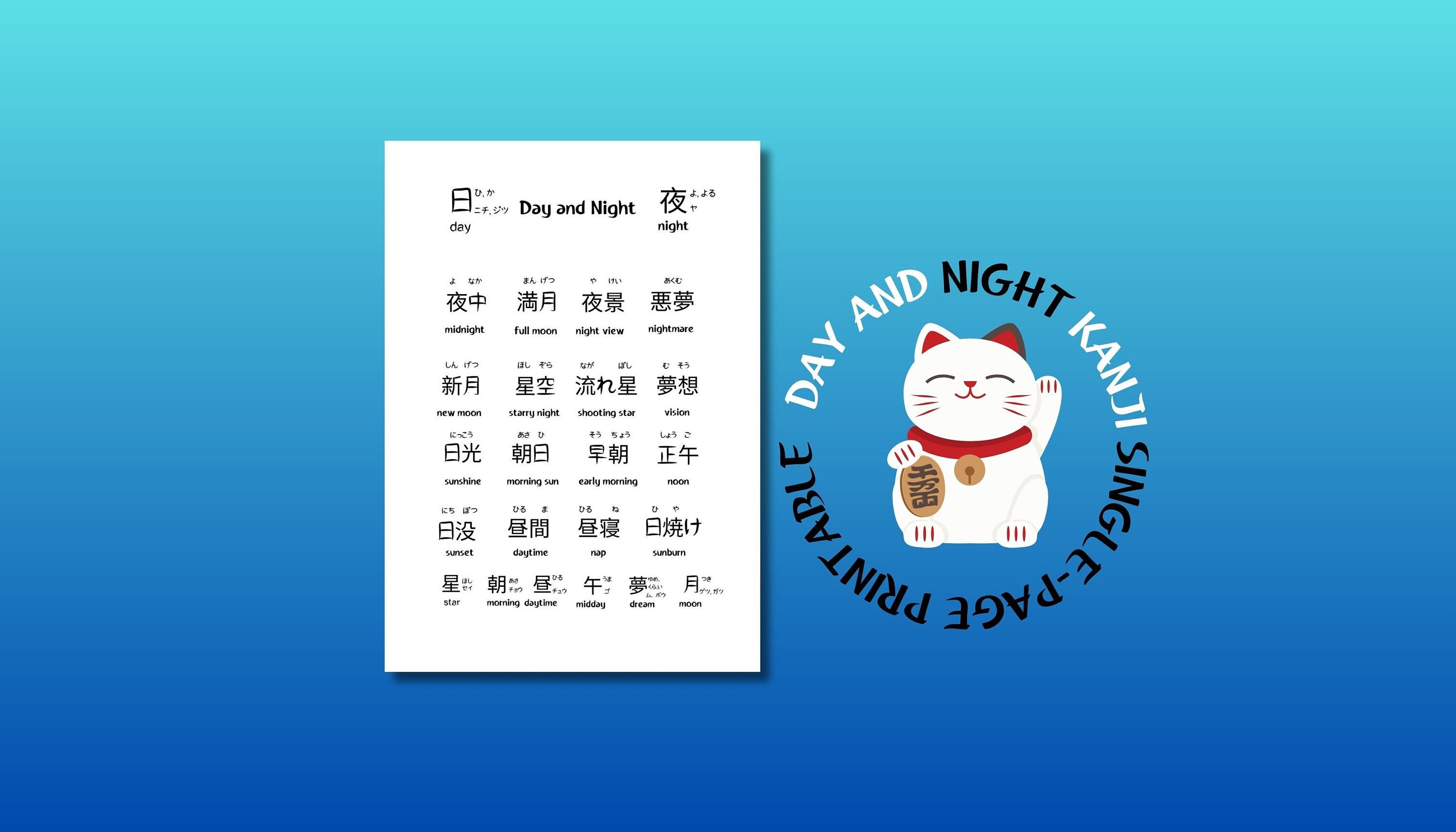 Japanese Educational Poster,japanese Kanji Calligraphy, Printable Wall ...