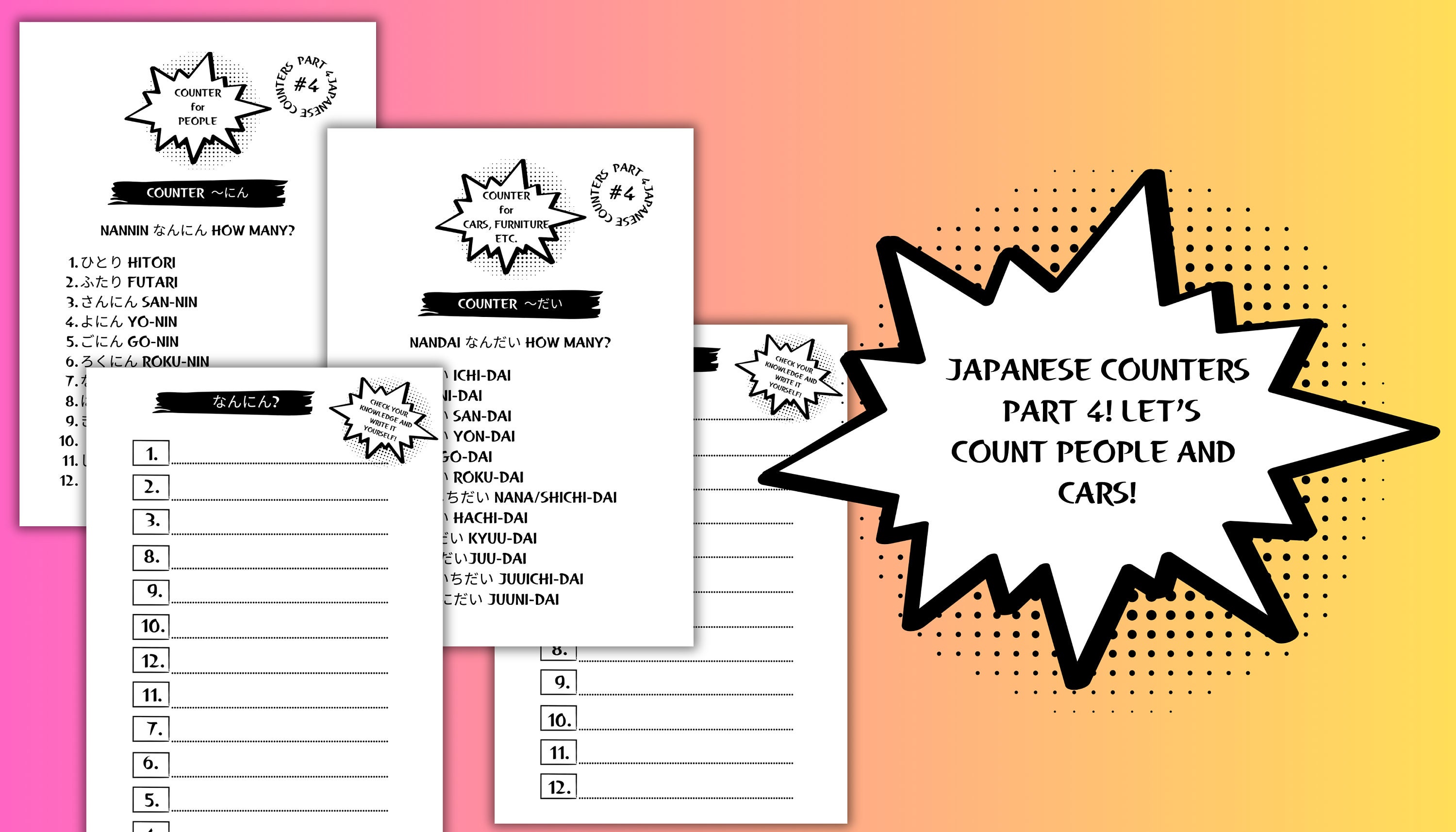 Japanese Counters for Beginners, Easy Grammar With Hiragana and Romaji ...