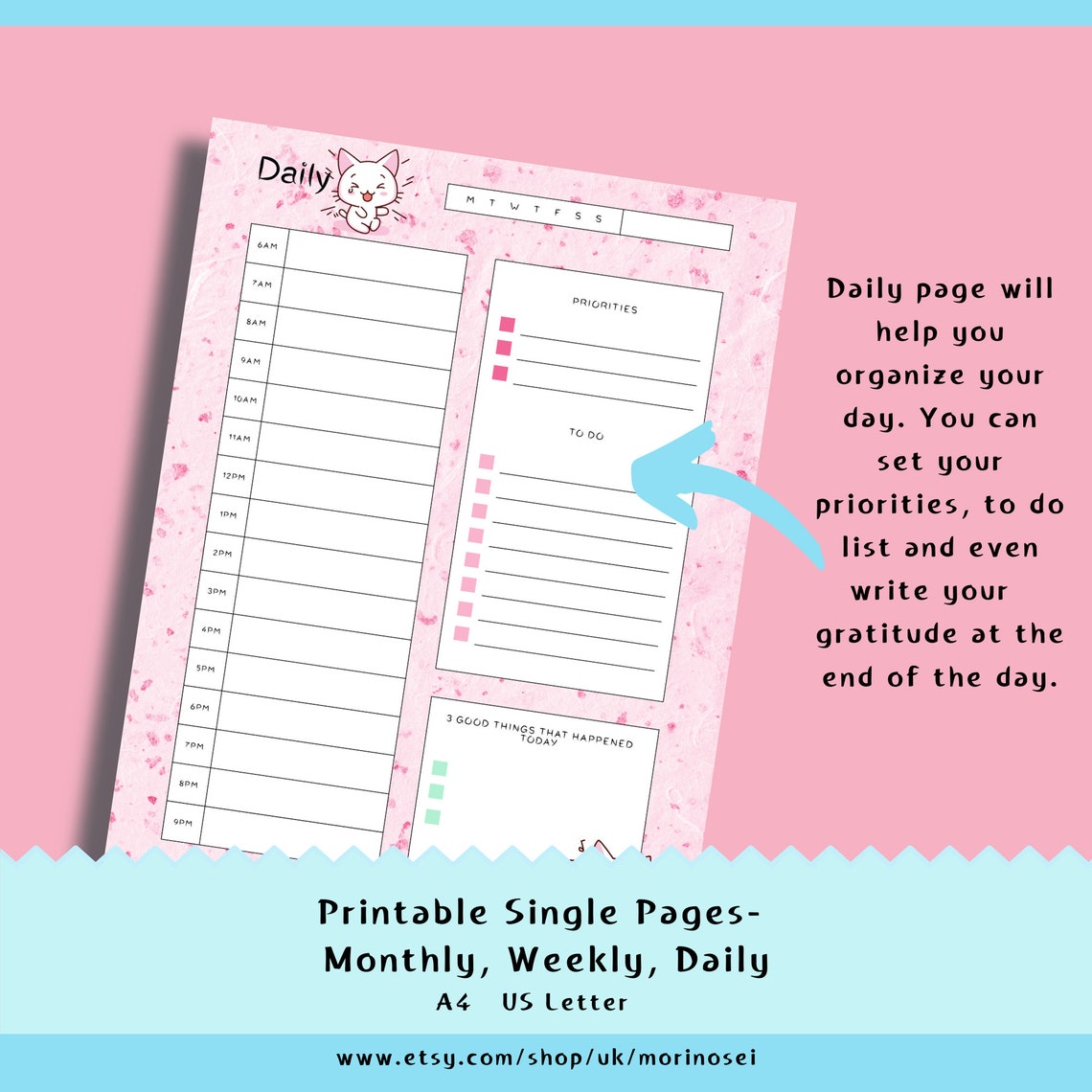 Printable Single Pages Calendar Daily Weekly Monthly Planner | Etsy