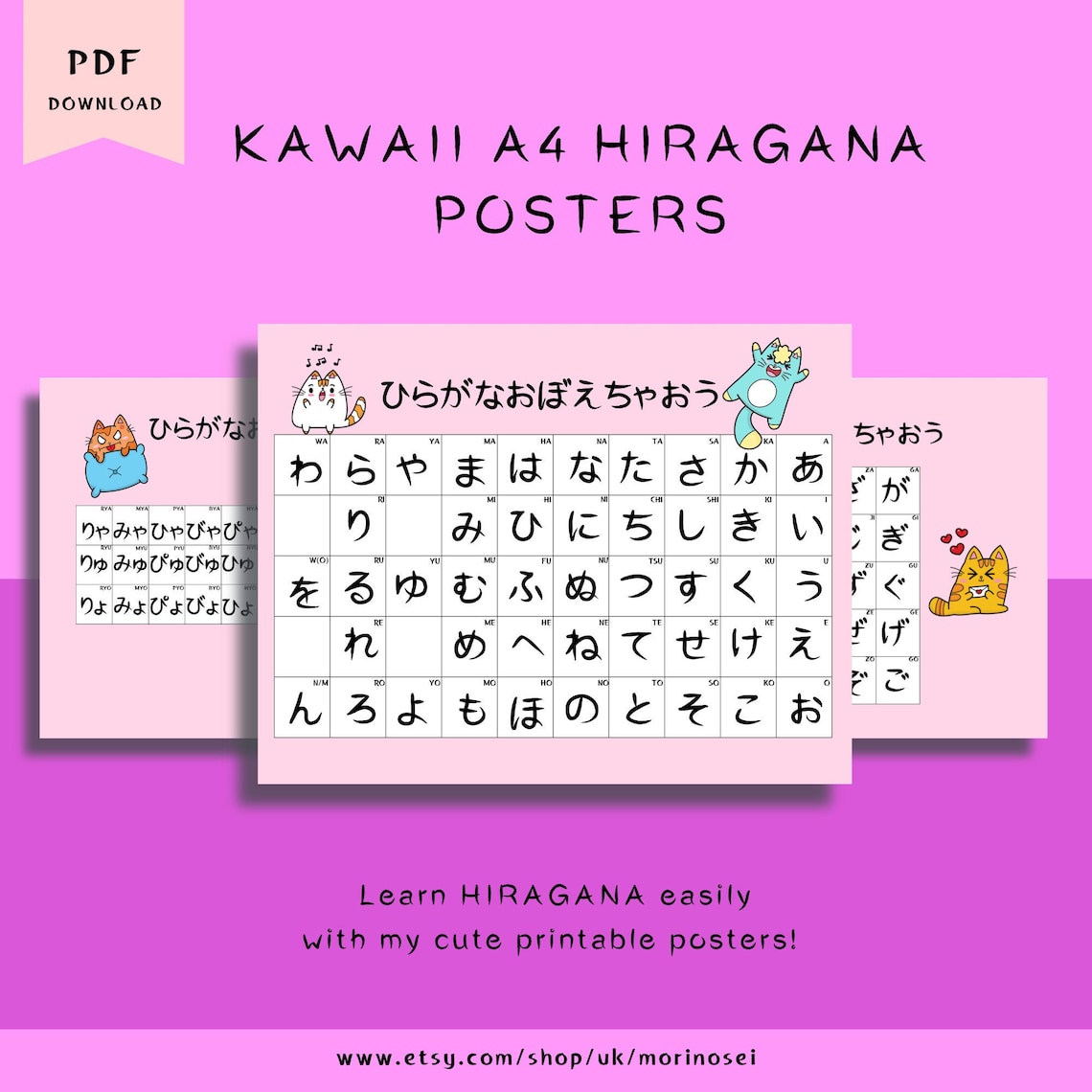 Hiragana Chart Printable Learning Hiragana Printable - Etsy