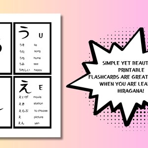 Printable Hiragana Flashcards for Beginners, Basic Hiragana With Romaji Reading, Hiragana Plus ...