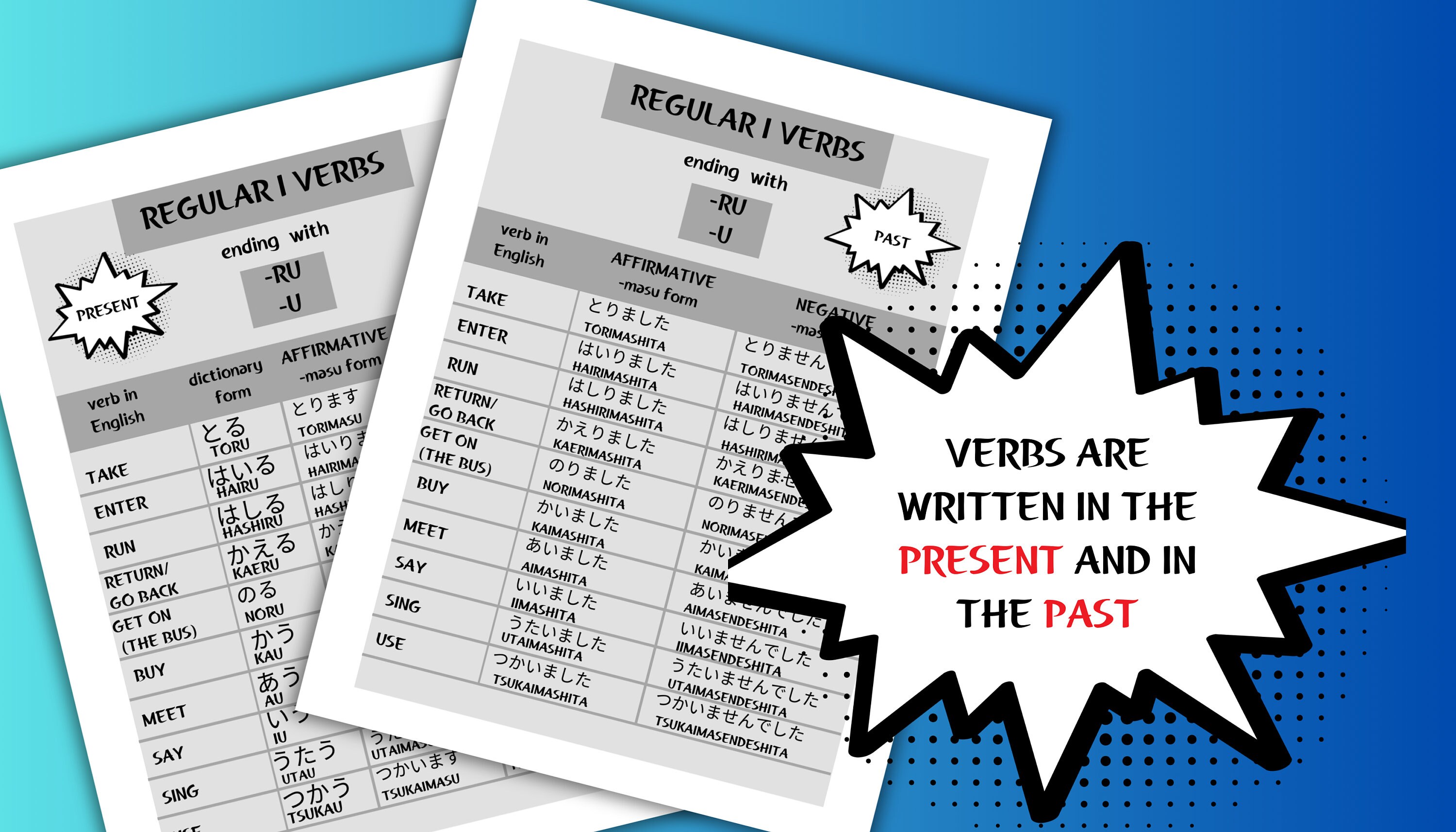 Japanese Regular Verbs for Beginners, Easy Grammar With Hiragana and ...