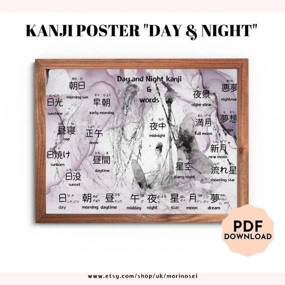 Japanese Educational Posterjapanese Kanji Calligraphy | Etsy