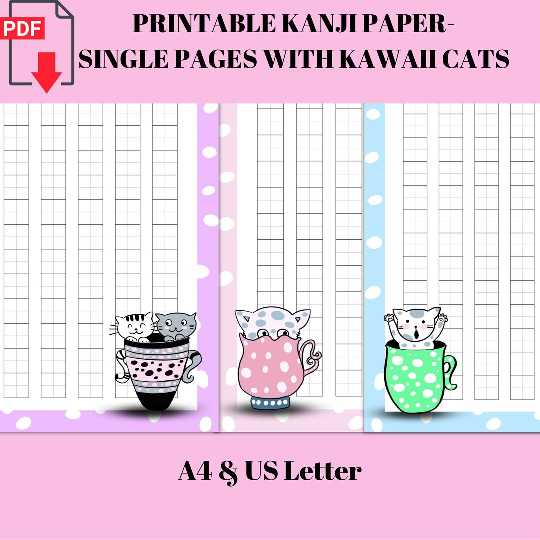 Printable Kanji Paper Single Pages Japanese Writing - Etsy