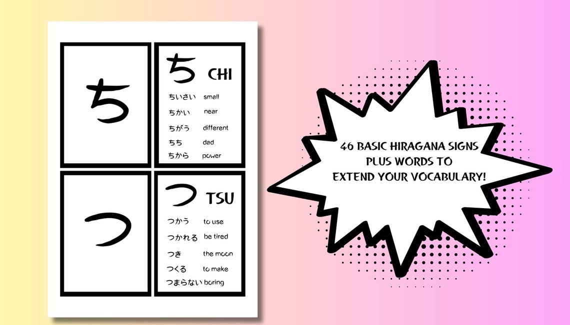 Printable Hiragana Flashcards for Beginners, Basic Hiragana With Romaji ...