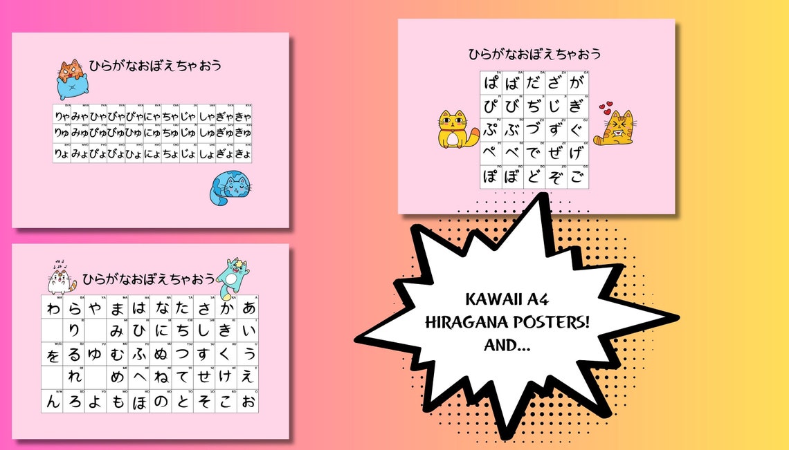 Hiragana and Katakana Bundle, Educational Poster, Japanese Alphabet ...