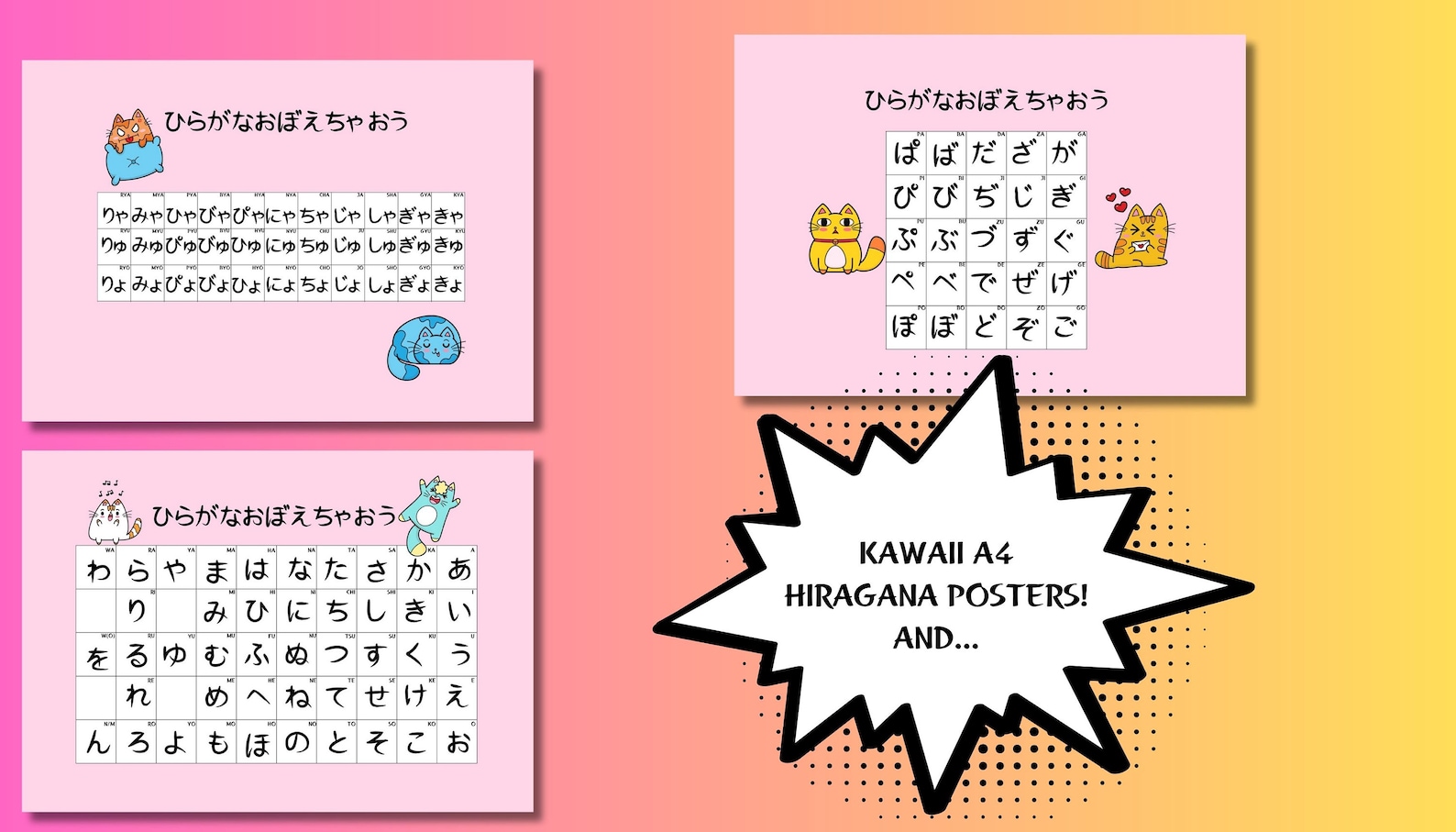 Hiragana and Katakana Bundle, Educational Poster, Japanese Alphabet ...