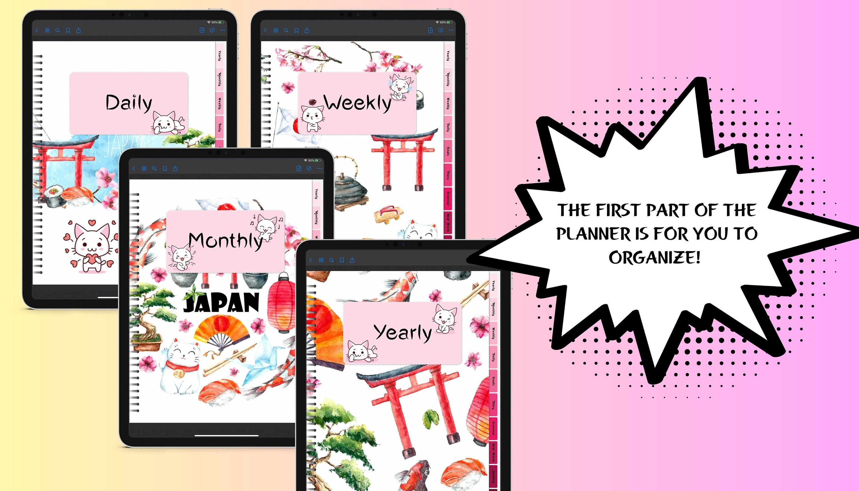 Japanese Style Digital Planner, Kawaii Planner, Digital Learning Pack ...