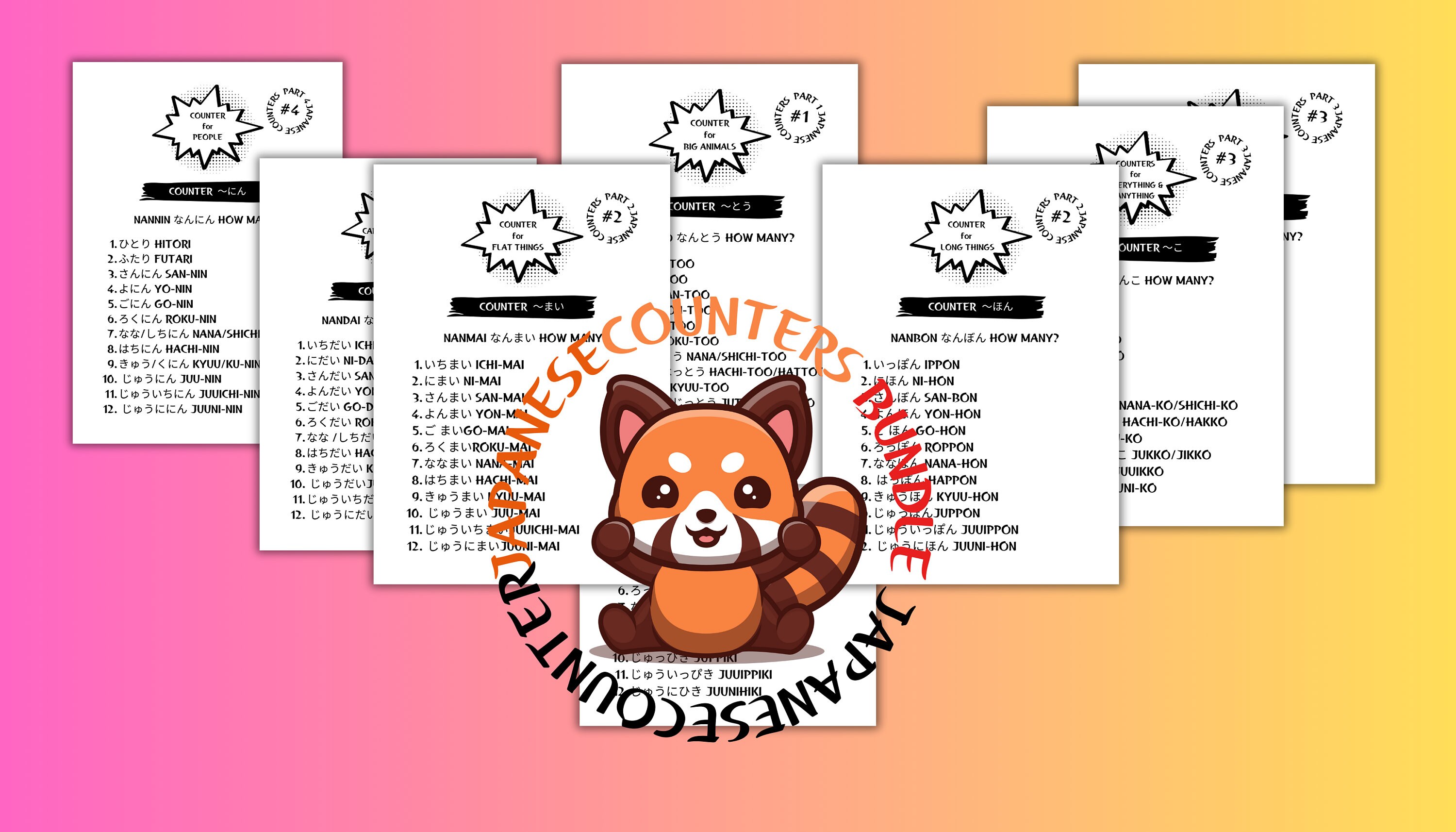 Japanese Counters for Beginners Bundle, Easy Grammar With Hiragana and ...