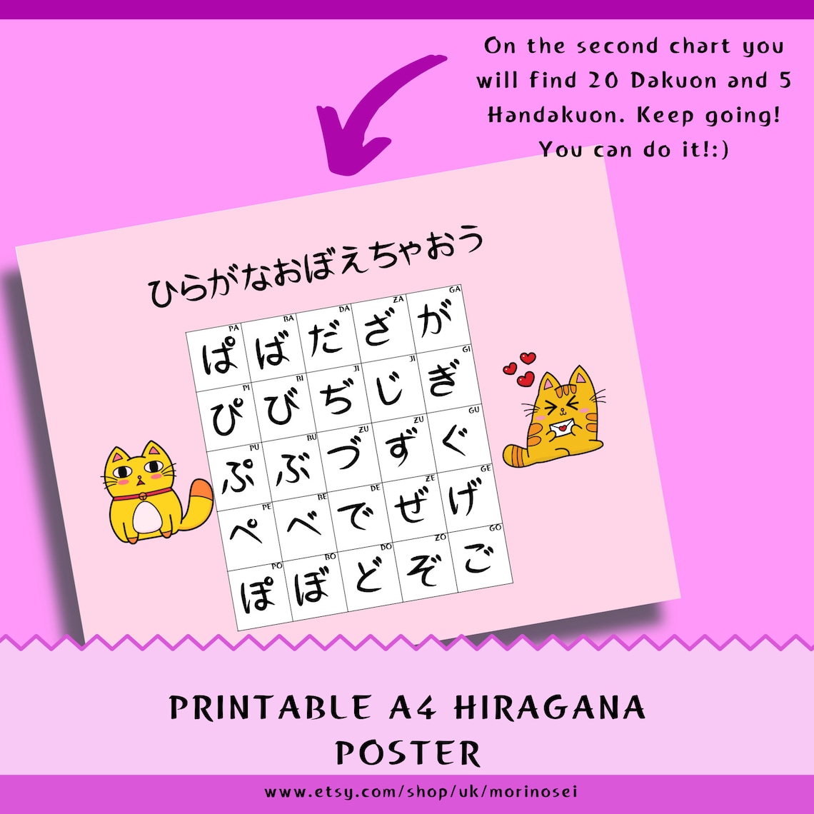 Hiragana Chart Printable Learning Hiragana Printable - Etsy