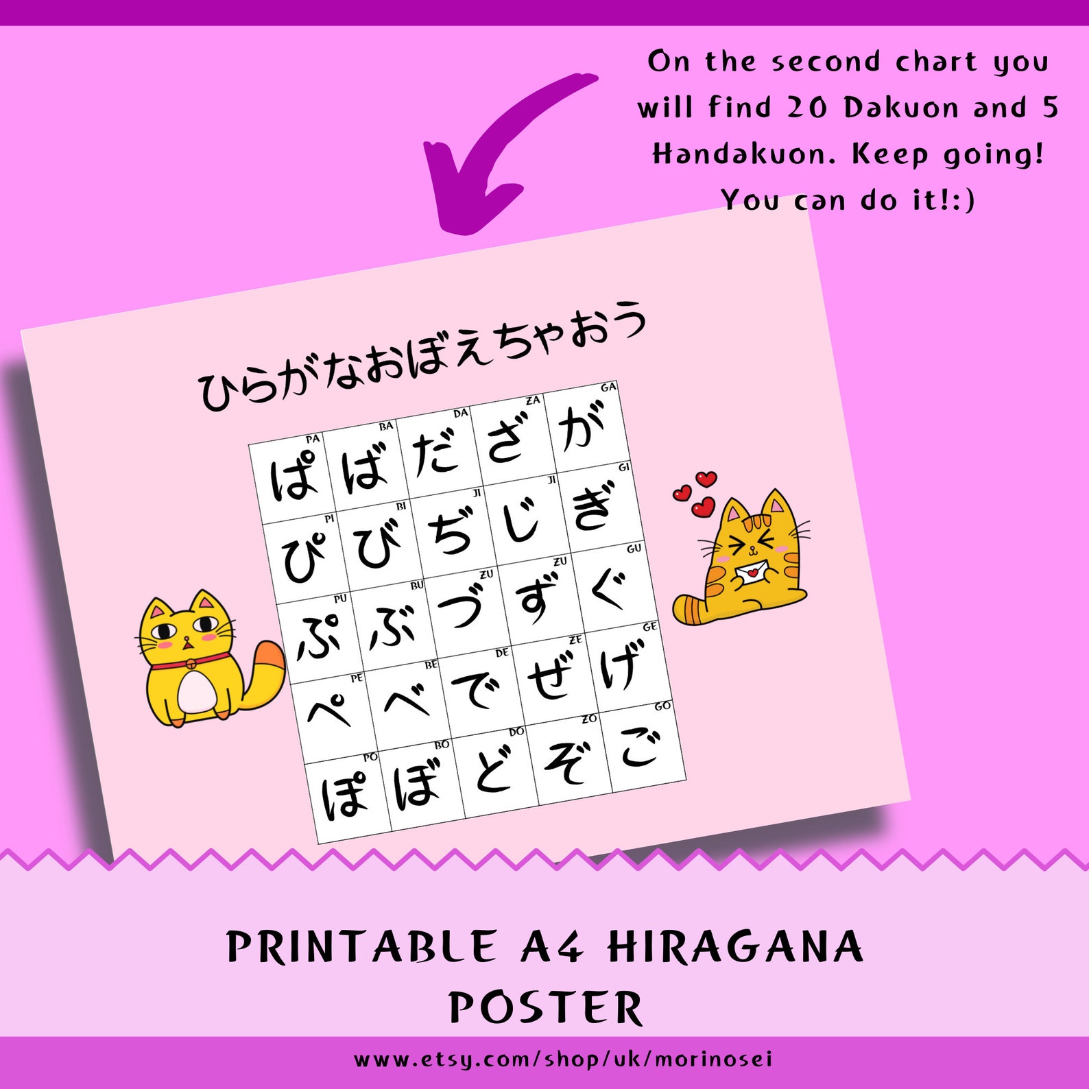 Hiragana Chart Printable Learning Hiragana Printable - Etsy