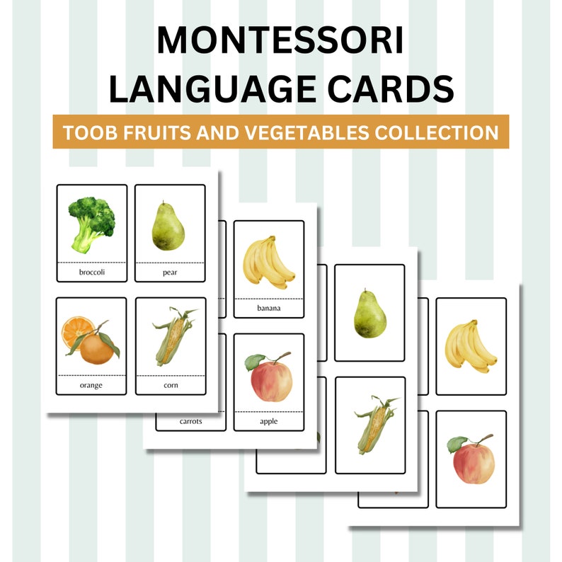 Montessori Language Cards (toob Fruits and Vegetables Collection ...