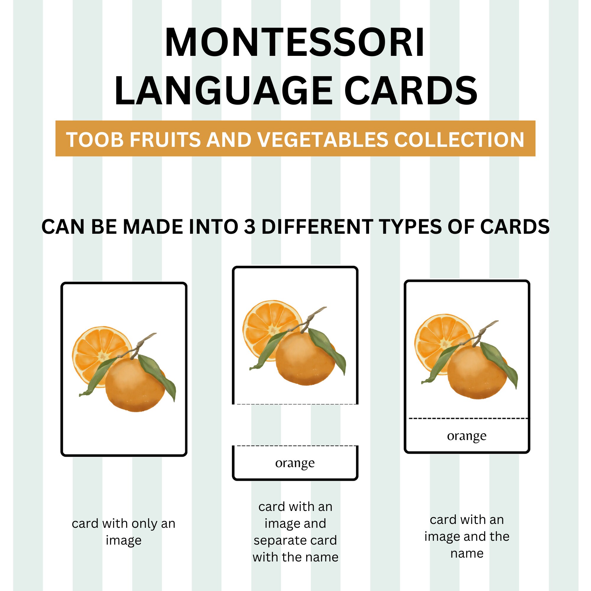 Montessori Language Cards (toob Fruits and Vegetables Collection ...