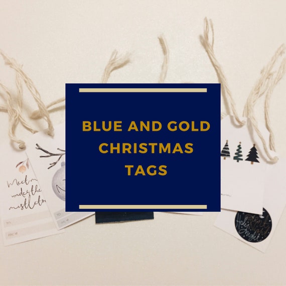 Blue and Gold Printable Christmas Tags | Etsy