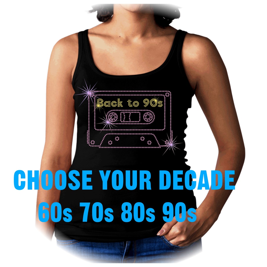 Womens 1970s Eighties Rhinestone Vest Back to 70s Cassette Design ...