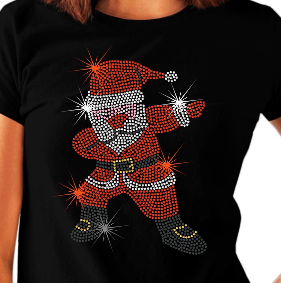 Christmas Ladies Dancing Santa T Shirt - Gangam Style Xmas Diamante ...