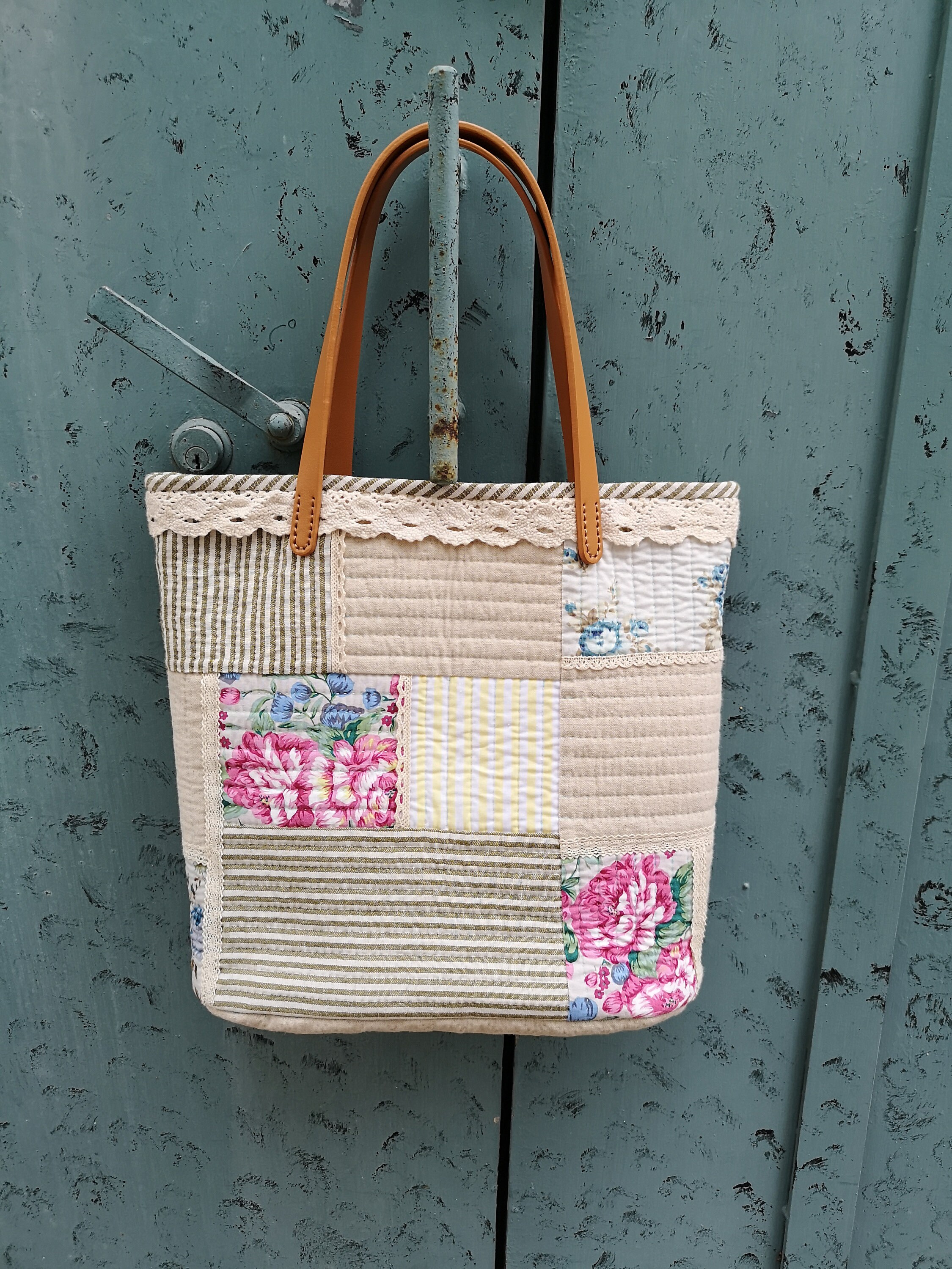 Natural Style Fabric Patchwork Bag - Etsy