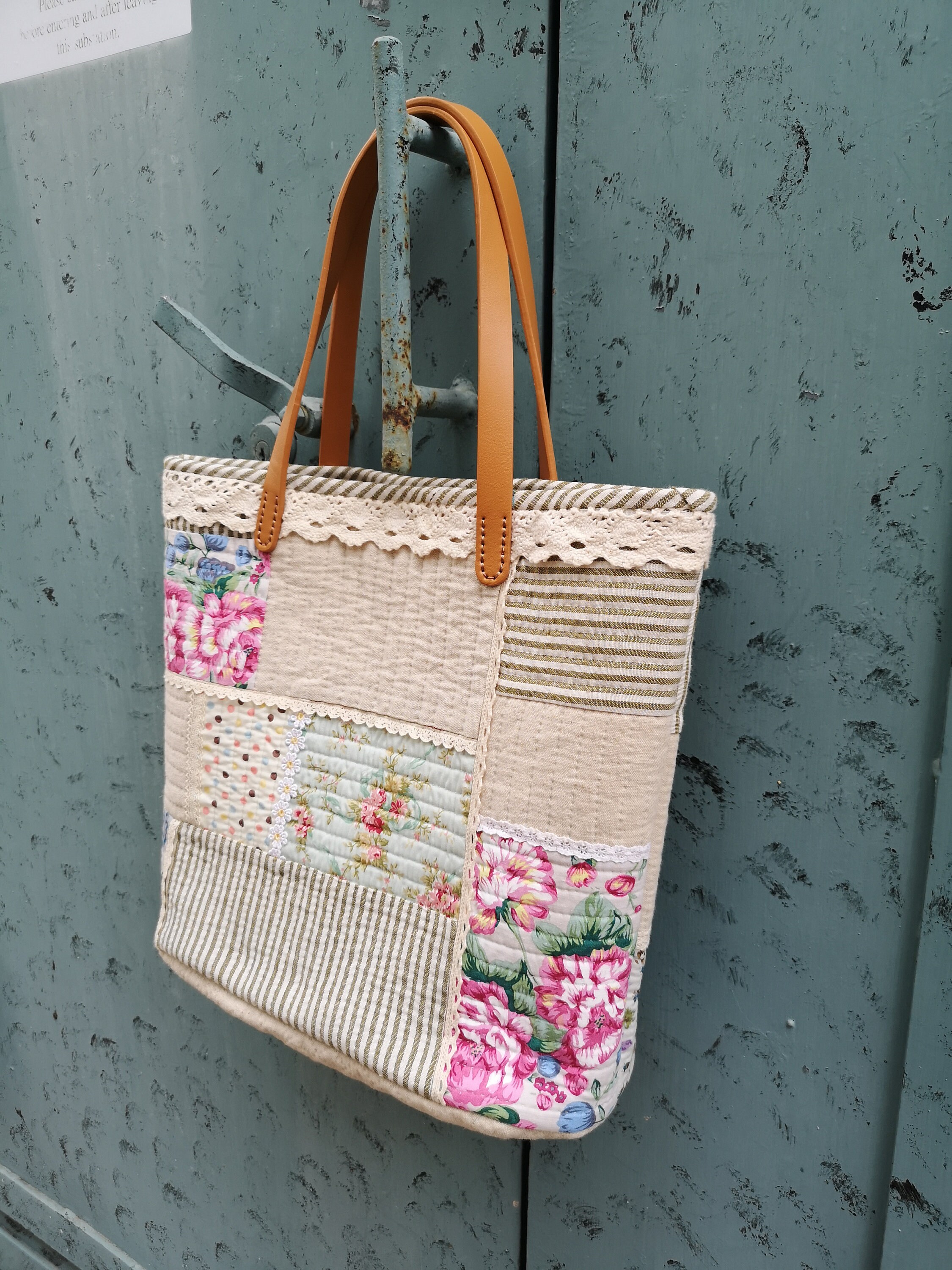 Natural Style Fabric Patchwork Bag - Etsy