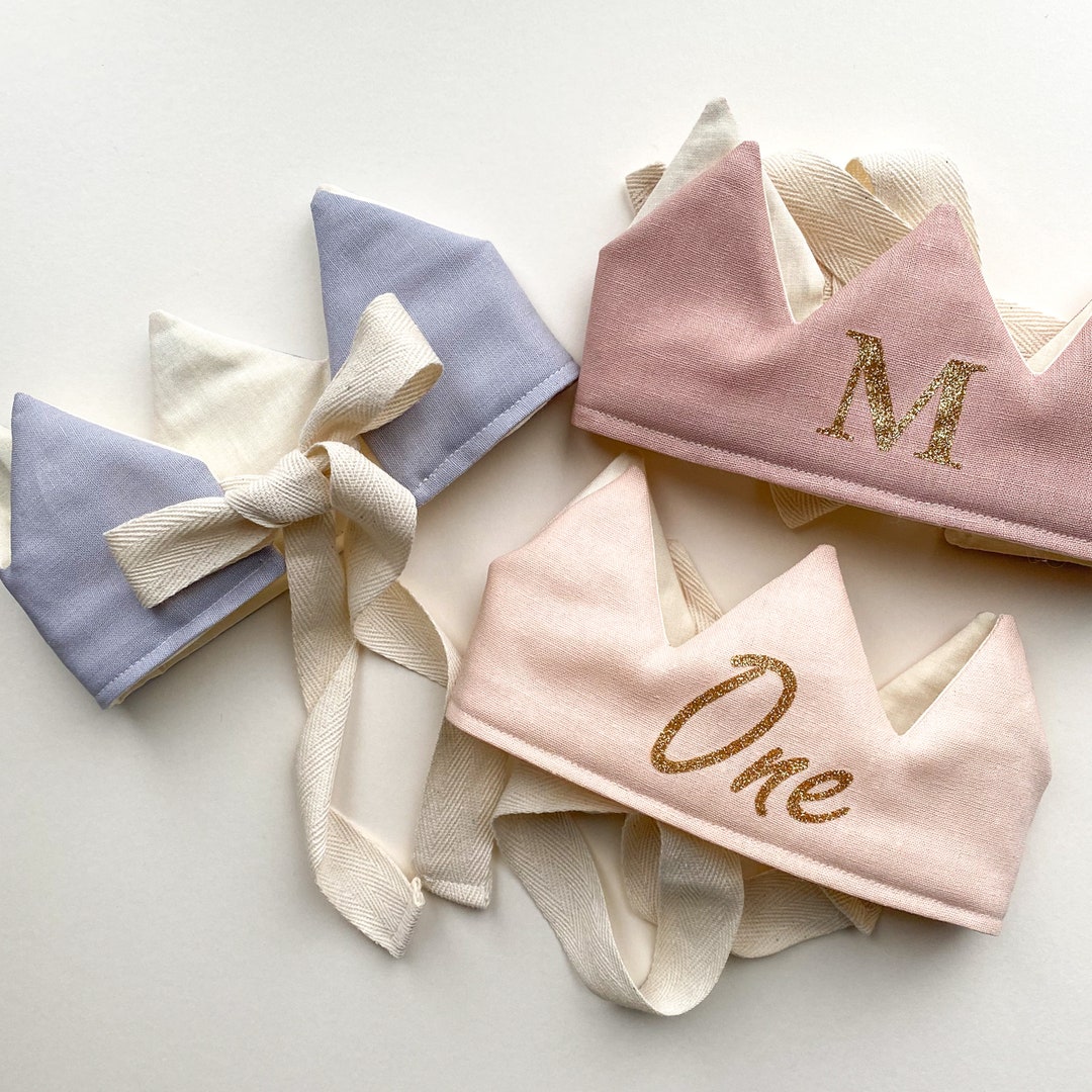 Linen Fabric Crown, Adjustable Crown, Birthday Crown, Birthday ...