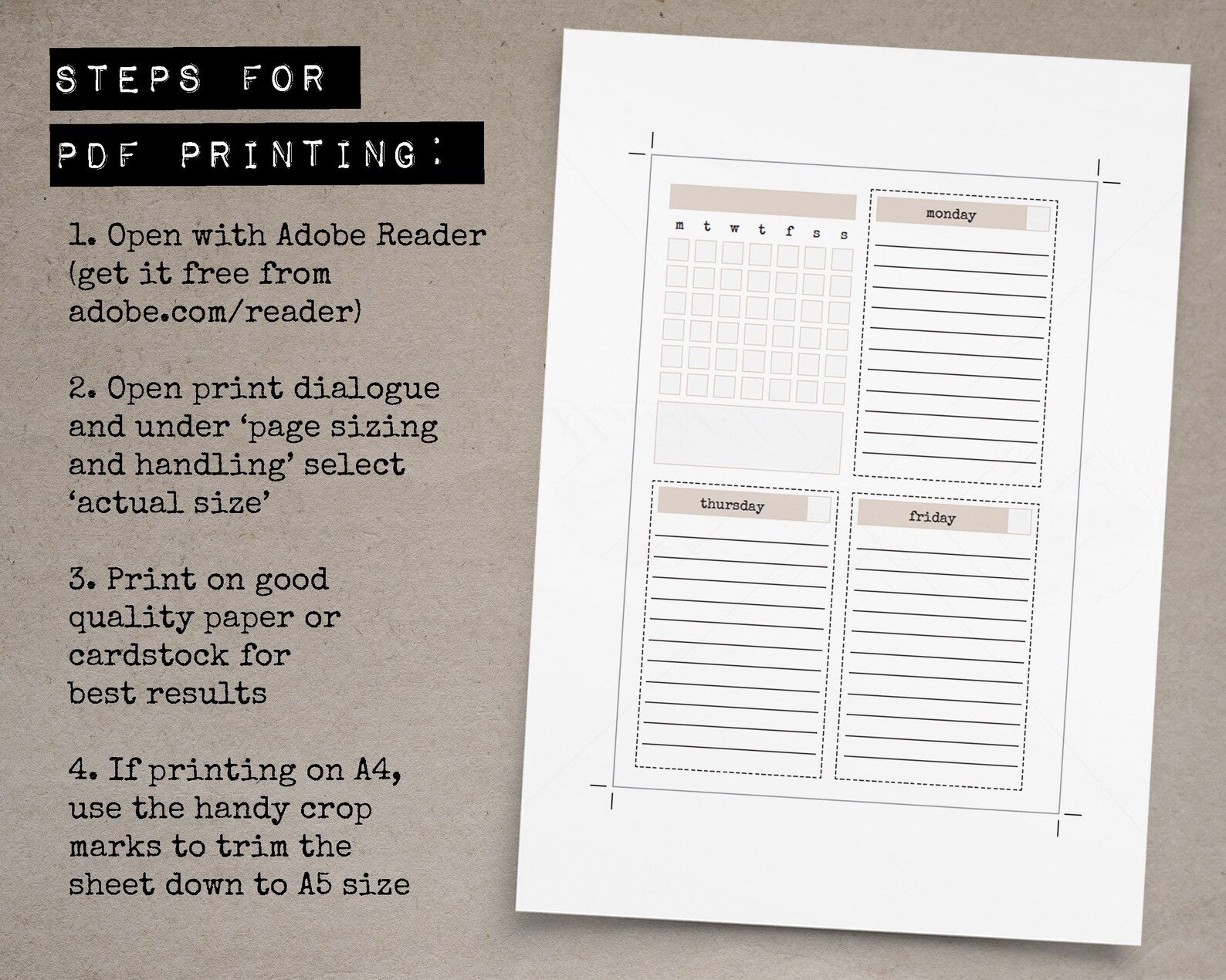 A5 Printable Planner / Weekly Diary Insert / Habit Tracker / - Etsy UK