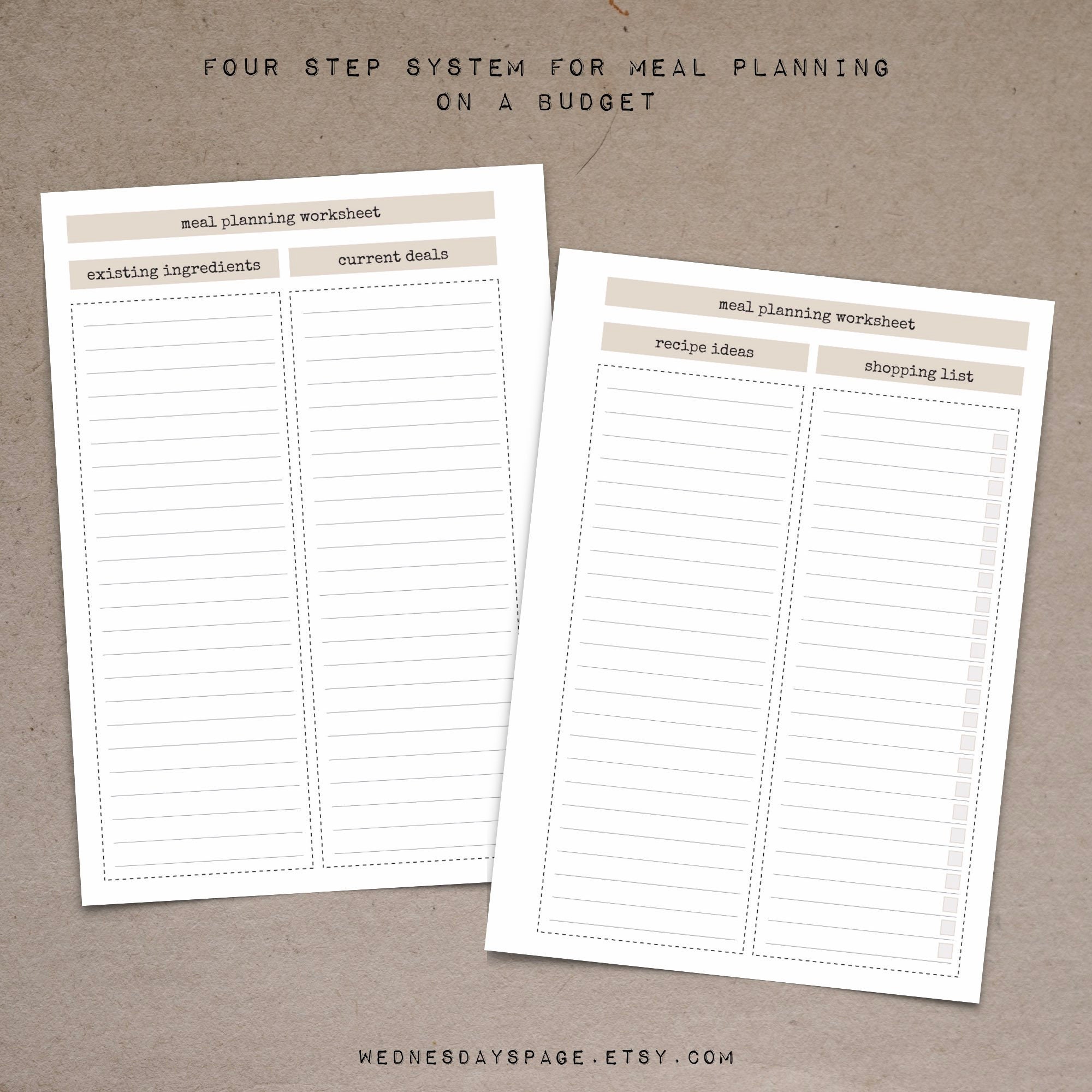 Meal Planning Worksheet - Budget Meal Planner - Budget Meal Plan - Meal ...