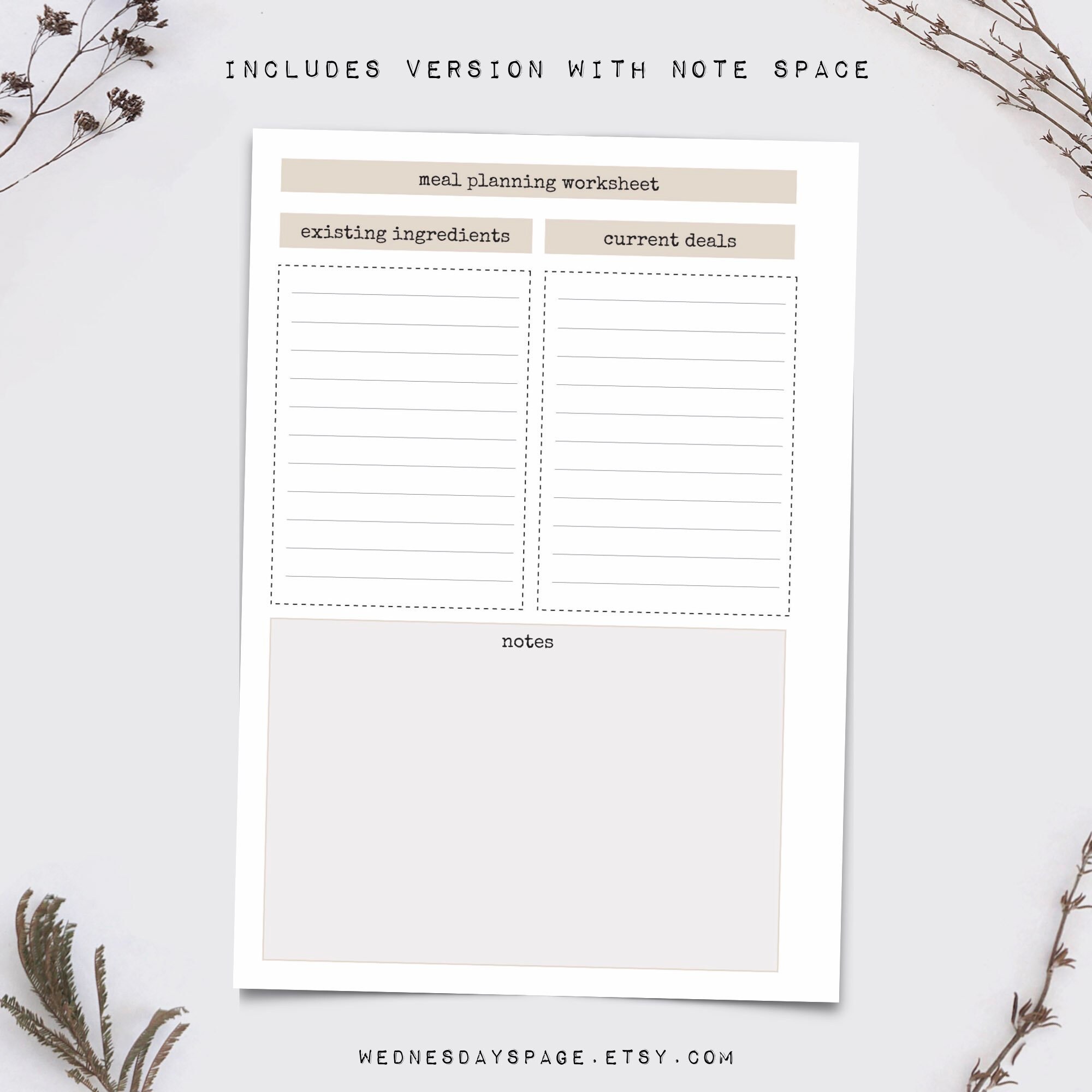 Meal Planning Worksheet - Budget Meal Planner - Budget Meal Plan - Meal ...