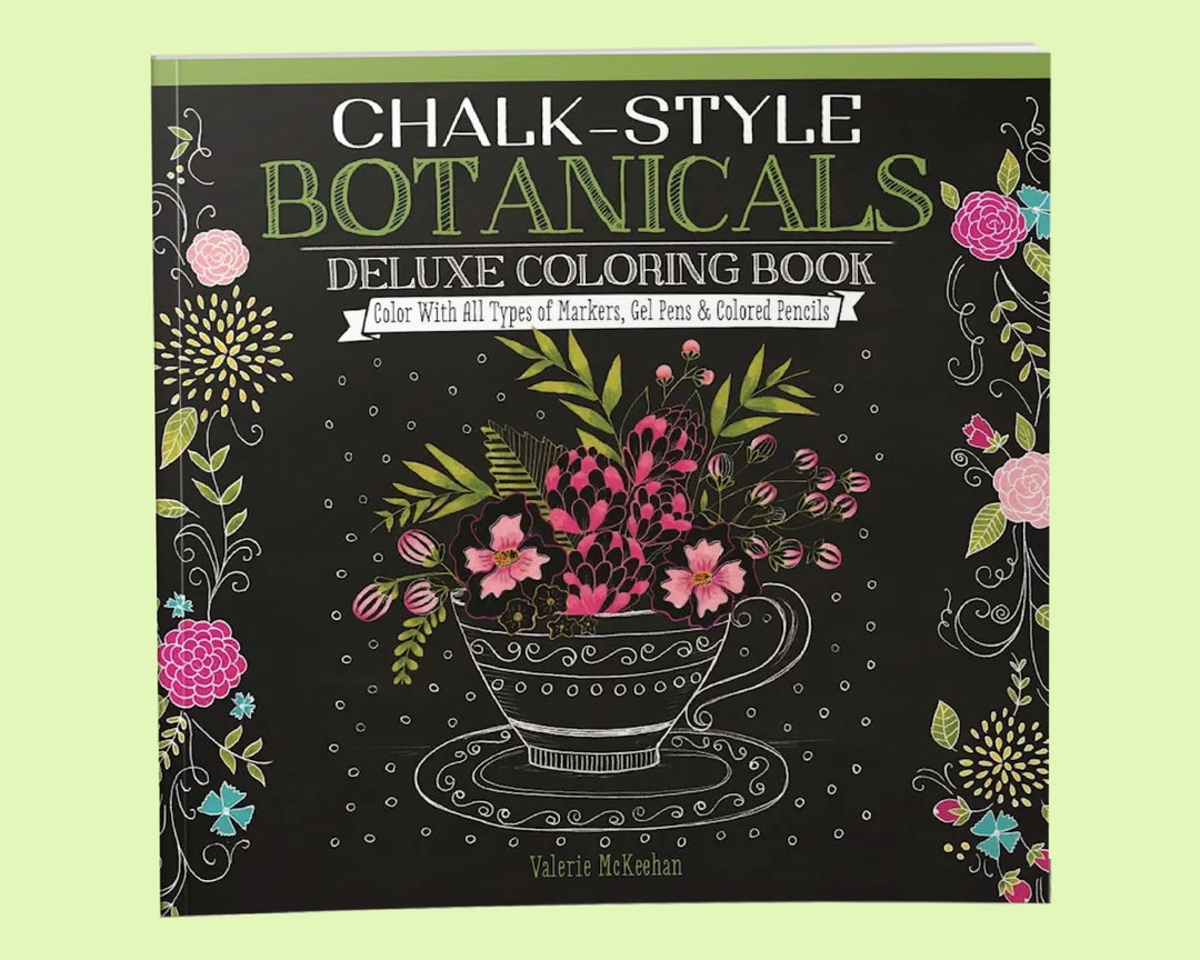 Coloring Book: Chalk-style Botanicals Deluxe Coloring Book Botanical ...