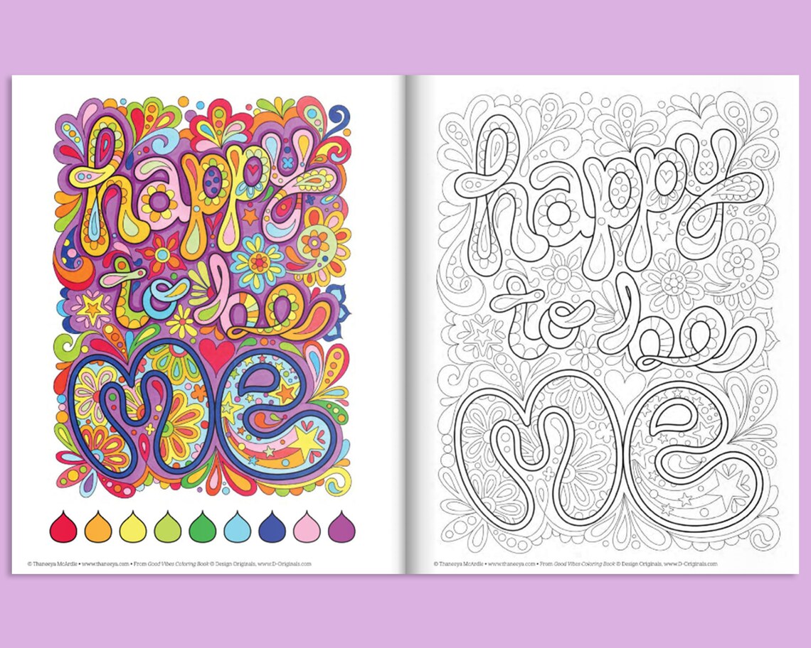 Coloring Book: Good Vibes Enjoy This Moment Coloring Book 30 - Etsy